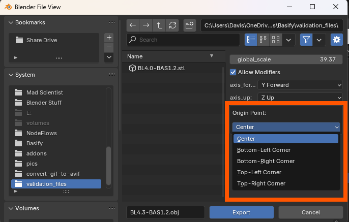 Exporting / Post Processing - Basify